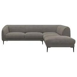 Ecksofa FLEXLUX "Belle Designsofa, L-Form, B/T 268/209 cm" Sofas Gr. B/H/T: 268cm x 74cm x 209cm, Bouclé, lange Ottomane rechts, braun (taupe brown) Skandinavisches Design, In hochwertiger Verarbeitung