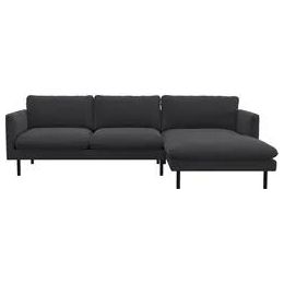 Ecksofa FLEXLUX "Bolzano" Sofas Gr. B/H/T: 261cm x 61cm x 165cm, Lederoptik, Chaiselongue rechts, schwarz (gorilla black) Sitzaufbau mit Kaltschaum & Stahl-Wellen, loose Sitz -& Rückenkissen