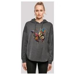 Kapuzenpullover F4NT4STIC "Schmetterling Bunt" Gr. XL, grau (charcoal) Damen Pullover Print