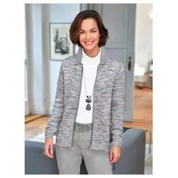 Strickjacke Casual Looks Gr. 54, grün (grau-kalkmint-gemustert) Damen Strickjacken