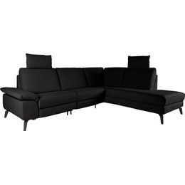 Ecksofa Alina, B:267cm H:118cm T:210cm, schwarz, Struktur GBA (100% Polyester), Wohnzimmer, Sofas, inkl. Kopfstützen, wahlweise mit Relaxfunktion,