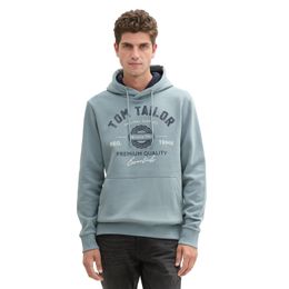 Tom Tailor Herren Kapuzensweatshirt, grau, Gr. XXL, bedruckt, Sweatware, Obermaterial: 70% Baumwolle, 30% Polyester, Sweatshirts, mit Kapuze