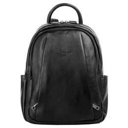 Samantha Look Cityrucksack, schwarz, Leder, Rindsleder, Strukturmuster, Rucksäcke, echt Leder, Made in Italy