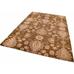 Teppich Theko, B:160cm H:12mm L:230cm, braun, Kunstfaser, Schurwolle, Wohnzimmer, Teppiche, "Timeless 1", Kurzflor, florales Design, 80% Schurwolle,