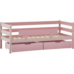 Einzelbett Hoppekids, B:76cm H:65cm L:166cm, rosa, Kiefer massiv, Betten, "ECO Comfort Kinderbett, Kiefer Massivholz, Jugendbett inkl. Rollrost",