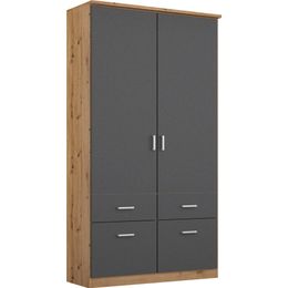 Kleiderschrank Rauch, B:91cm H:199cm T:58cm, grau, Holzwerkstoff, Kinderzimmer, Schr&auml;nke, "Kleiderschrank Schrank Garderobe deckenhoher Schrank