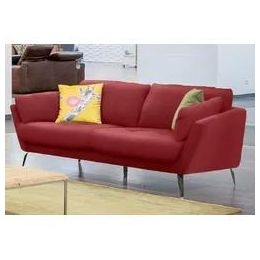 2-Sitzer W.Schillig "softy" Sofas Gr. B/H/T: 183cm x 79cm x 93cm, Longlife Xtra-Leder Z59, rot (ruby z59) mit dekorativer Heftung im Sitz, Füße schwarz pulverbeschichtet