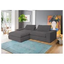 Ecksofa Alina "Sandy" Sofas Gr. B/H/T: 296 cm x 84 cm x 180 cm, Chenille EQE, Recamiere links, grau (grau eqe 79) mit losen Sitz- und Rückenkissen