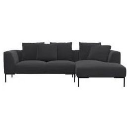 Ecksofa FLEXLUX "Sava" Sofas Gr. B/H/T: 294cm x 94cm x 166cm, Lederoptik, Chaiselongue rechts, schwarz (gorilla black) Taschenferderkern-Sitz mit Kaltschaum, lose Rücken- & Dekokissen