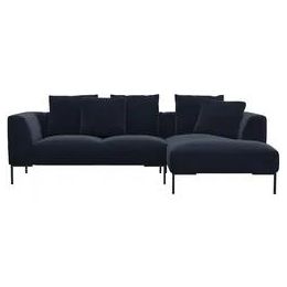 Ecksofa FLEXLUX "Sava" Sofas Gr. B/H/T: 294cm x 94cm x 166cm, Velvet, Chaiselongue rechts, blau (royal blau) Taschenferderkern-Sitz mit Kaltschaum, lose Rücken- & Dekokissen