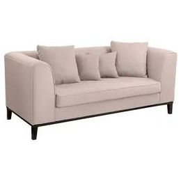 3-Sitzer Fink "Maxim" Sofas Gr. B/H/T: 202cm x 84cm x 85cm, Strickstoff MELANGE, rosa (rose) mit schmalem Holzsockel, inklusive 4 Zierkissen