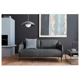 2,5-Sitzer W.Schillig "sally" Sofas Gr. B/H/T: 174cm x 78cm x 84cm, Longlife Xtra-Leder Z59, grau (graphit z59) mit Metallfüßen in Schwarz pulverbeschichtet, Breite 174 cm