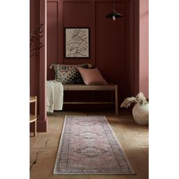 Teppich FLAIR RUGS, B:60cm H:4mm L:230cm, rosa, Kunstfaser, Wohnzimmer, Teppiche, "Windsor", Waschbarer Teppich