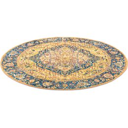 Teppich Tom Tailor HOME, H:5mm &Oslash;:160cm, gold, Polypropylen (PP), Wohnzimmer, Teppiche, "Funky Outdoor Orient One", Flachgewebe, Orient-Optik, In- und