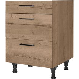 Kochfeldumbauschrank Nobilia, B:60cm H:87cm T:58,3cm, braun, Schr&auml;nke, ""Structura", vormontiert, mit Schubkasten und Ausz&uuml;gen", in den Breiten 60
