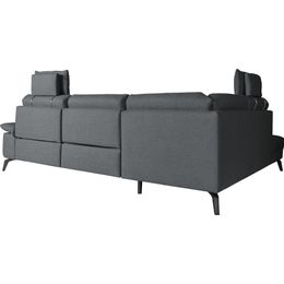 Ecksofa Alina, B:243cm H:118cm T:210cm, grau, Struktur GBA (100% Polyester), Wohnzimmer, Sofas, inkl. Kopfstützen, wahlweise mit Relaxfunktion,