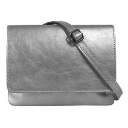 Umhängetasche CLUTY Gr. B/H/T: 23cm x 18cm x 4cm onesize, silberfarben (silber) Damen Taschen echt Leder, Made in Italy