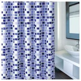 Duschvorhang MSV "Premium Mosaico", blau (dunkelblau, weiß), B:180cm H:200cm, Polyester, Duschvorhänge, Höhe 200 cm