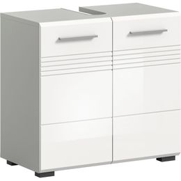Waschbeckenunterschrank Welltime, B:60cm H:56cm T:32cm, grau, FSC-zertifizierter Holzwerkstoff, Badezimmer, Schr&auml;nke, "Calcio, Breite 60 cm, 2 T&uuml;ren,