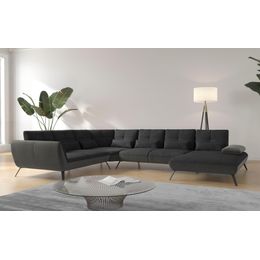 Wohnlandschaft Places of Style, B:376cm H:88cm T:297cm, grau, 100% Polyester, Sofas, "Mikado U-Form", inkl. Sitztiefenverstellung und