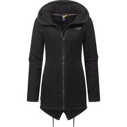 Ragwear Damen Kapuzenstrickjacke "Wingi Melange", schwarz, Gr. M, Strick, Obermaterial: 56% Baumwolle, 44% Polyester; Innenfutter: 100% Polyester,