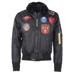 Top Gun Herren Bomberjacke "TG20192047", schwarz, Gr. L, Obermaterial: 100% Nylon / Innenfutter: 100% Polyester / Strick: 100% Polyester, Jacken