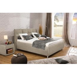 Polsterbett Alina, B:198cm H:116cm L:217cm, beige, Struktur fein TCM (100% Polyester), Betten, "Nadina", wahlweise mit Matratze und Lattenrost, in