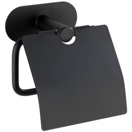 Toilettenpapierhalter Wenko, B:14cm H:12,5cm L:7cm, schwarz, Edelstahl, Toilettenpapierhalter, "Orea"