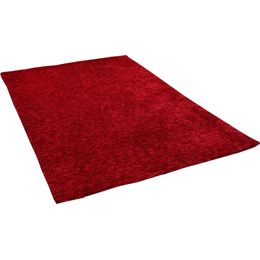 Teppich Gino Falcone, B:50cm H:20mm L:80cm, rot, Kunstfaser, Wohnzimmer, Teppiche, "Roberto Uni", meliert, besonders weich durch Microfaser