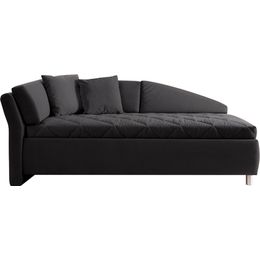 Schlafsofa Alina, B:223cm H:80cm T:112cm, schwarz, Samtstoff TSV (100% Polyester), Kinderzimmer, Sofas, "Lindsay", Bettkasten, Zierkissen-Set aus: 2