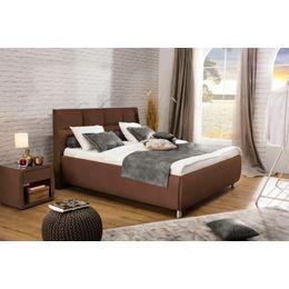 Polsterbett Alina, B:158cm H:116cm L:217cm, braun, Microfaser GDU (100% Polyester), Betten, "Nadina", wahlweise mit Matratze und Lattenrost, in