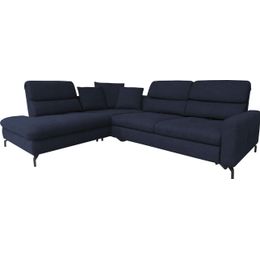 Ecksofa Alina, B:286cm H:127cm T:228cm, blau, Struktur fein TCM (100% Polyester), Wohnzimmer, Sofas, "Louis", Breite 286 cm, Rückenlehnenverstellung,