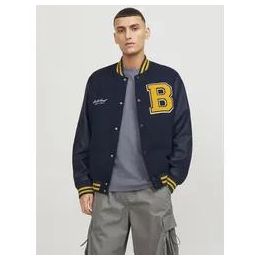 Jack & Jones Collegejacke JACK & JONES "JORCOLLEGE WOOL BLEND BOMBER NOOS" Gr. M, blau (sky captain) Herren Jacken