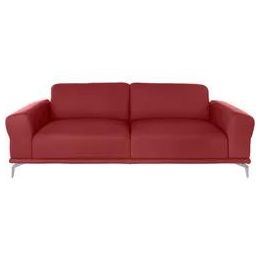 2,5-Sitzer W.Schillig "montanaa" Sofas Gr. B/H/T: 232cm x 78cm x 94cm, Longlife Xtra-Leder Z59, rot (ruby z59) mit Metallfüßen in Silber matt, Breite 232 cm