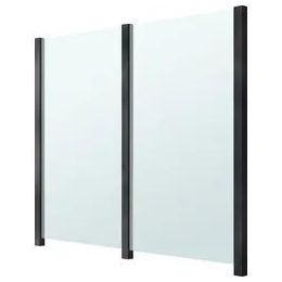 Zaun STAKET PRO, grau (anthrazit), Pfosten: 3 St., Aluminium, Glas, Zaunelemente, Glaszaun, Gesamtlänge: 2,29 m, 3 Pfosten