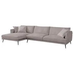 Ecksofa Egoitaliano "Sophia, Designsofa mit extrakomfortablem Sitzkomfort" Sofas Gr. B/H/T: 274cm x 77cm x 154cm, Luxus-Microfaser Lederoptik, Recamiere links, grau (opal grau) mit Daunenfederung, L-Form