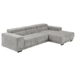 Ecksofa DIE PLANBAR "MP-IN15053 L-Form" Sofas Gr. B/H/T: 329cm x 73cm x 190cm, Cord, Ottomane rechts, Kopfteilverstellung, grau mit Kopfteilverstellung, wahlweise manueller Vorziehbank