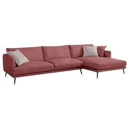 Ecksofa Egoitaliano "Sophia, Designsofa mit extrakomfortablem Sitzkomfort" Sofas Gr. B/H/T: 274cm x 77cm x 154cm, Leder BULL, Recamiere rechts, rot (burgundy) mit Daunenfederung, L-Form