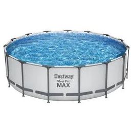 Framepool Bestway "Steel Pro MAXTM" Schwimmbecken Gr. B/H/L: Breite 457 cm x Höhe 122 cm x Länge 457 cm, grau Frame Pool mit Filterpumpe Ø 457x122 cm, lichtgrau