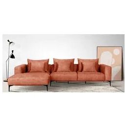 Guido Maria Kretschmer Home & Living Ecksofa GUIDO MARIA KRETSCHMER HOME & LIVING "BENTE L-Form" Sofas Gr. B/H/T: 332cm x 85cm x 175cm, Velvet, Recamiere links, orange (burnt orange) wahlweise Recamiere links oder rechts, mit schwarzen Metallfüßen