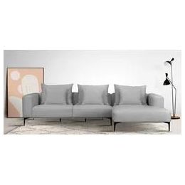 Guido Maria Kretschmer Home & Living Ecksofa GUIDO MARIA KRETSCHMER HOME & LIVING "BENTE L-Form" Sofas Gr. B/H/T: 332cm x 85cm x 175cm, Velours, Recamiere rechts, grau wahlweise Recamiere links oder rechts, mit schwarzen Metallfüßen