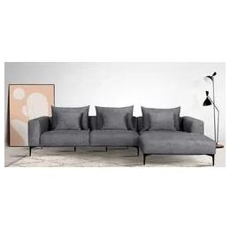 Guido Maria Kretschmer Home & Living Ecksofa GUIDO MARIA KRETSCHMER HOME & LIVING "BENTE L-Form" Sofas Gr. B/H/T: 332cm x 85cm x 175cm, Velvet, Recamiere rechts, grau (steel grey) wahlweise Recamiere links oder rechts, mit schwarzen Metallfüßen