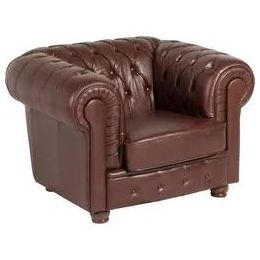 Sessel Max Winzer "Bristol, Loungesessel, Chesterfield, aufwendige Verarbeitungsdetails" Gr. Leder 93420, B/H/T: 110 cm x 76 cm x 98 cm, braun Chesterfield Sessel Ledersessel mit edler Knopfheftung, bequem, kompakte Stellmaße Breite 110 cm