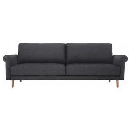 3-Sitzer CREATION BY ROLF BENZ "CR.450, Designsofa, Loungesofa" Sofas Gr. B/H/T: 208cm x 85cm x 95cm, Chenille COCO, schwarz (anthrazitgrau, schwarzgrau 044, 57) modern Landhaus, Breite 208 cm, Füße in Nussbaum