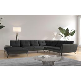 Wohnlandschaft Places of Style, B:376cm H:88cm T:297cm, grau, 100% Polyester, Sofas, "Mikado U-Form", inkl. Sitztiefenverstellung und