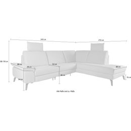 Ecksofa Alina, B:243cm H:118cm T:210cm, braun, Struktur GBA (100% Polyester), Wohnzimmer, Sofas, inkl. Kopfstützen, wahlweise mit Relaxfunktion,