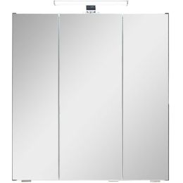 Badezimmerspiegelschrank SAPHIR, B:65cm H:70cm T:16cm, grau, Spanplatte, Schränke, "Quickset 945 Badschrank, 3 Spiegeltüren, 6 Einlegeböden, 65 cm
