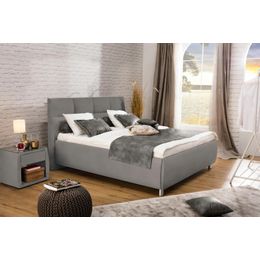 Polsterbett Alina, B:198cm H:116cm L:217cm, grau, Microfaser GDU (100% Polyester), Betten, "Nadina", wahlweise mit Matratze und Lattenrost, in