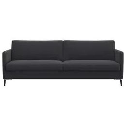 3-Sitzer FLEXLUX "Fiore, super Sitzkomfort durch Kaltschaum im Sitz" Sofas Gr. B/H/T: 214cm x 85cm x 92cm, Lederoptik, schwarz (gorilla blac) schmale Armlehnen, Füße Alu+schwarz