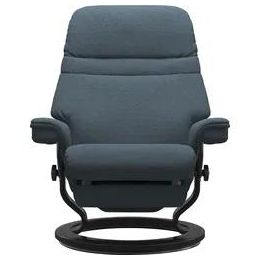 Relaxsessel stressless "Sunrise" Sessel Gr. ROHLEDER Stoff Q2 FARON, PowerTM Leg & Back-ohne Akku-Classic Base Schwarz, Relaxfunktion-Drehfunktion-Integrierte Fußstütze-PlusTMSystem, B/H/T: 79cm x 103cm x 78cm, blau (petrol q2 faron) elektrisch verstellbar, optional 2-motorisch, Größe M & L